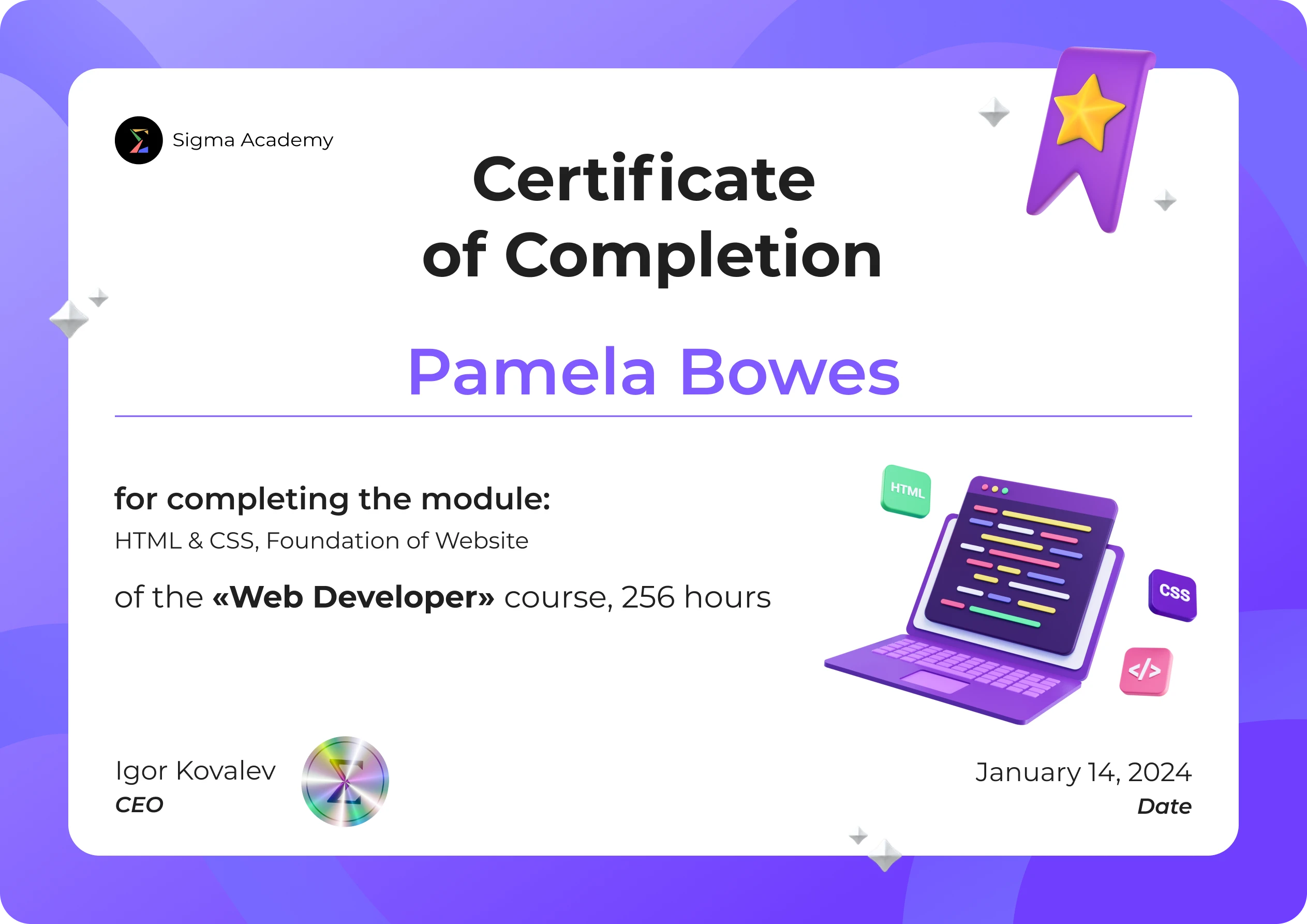 Sigma Academy — online courses on the educational platform